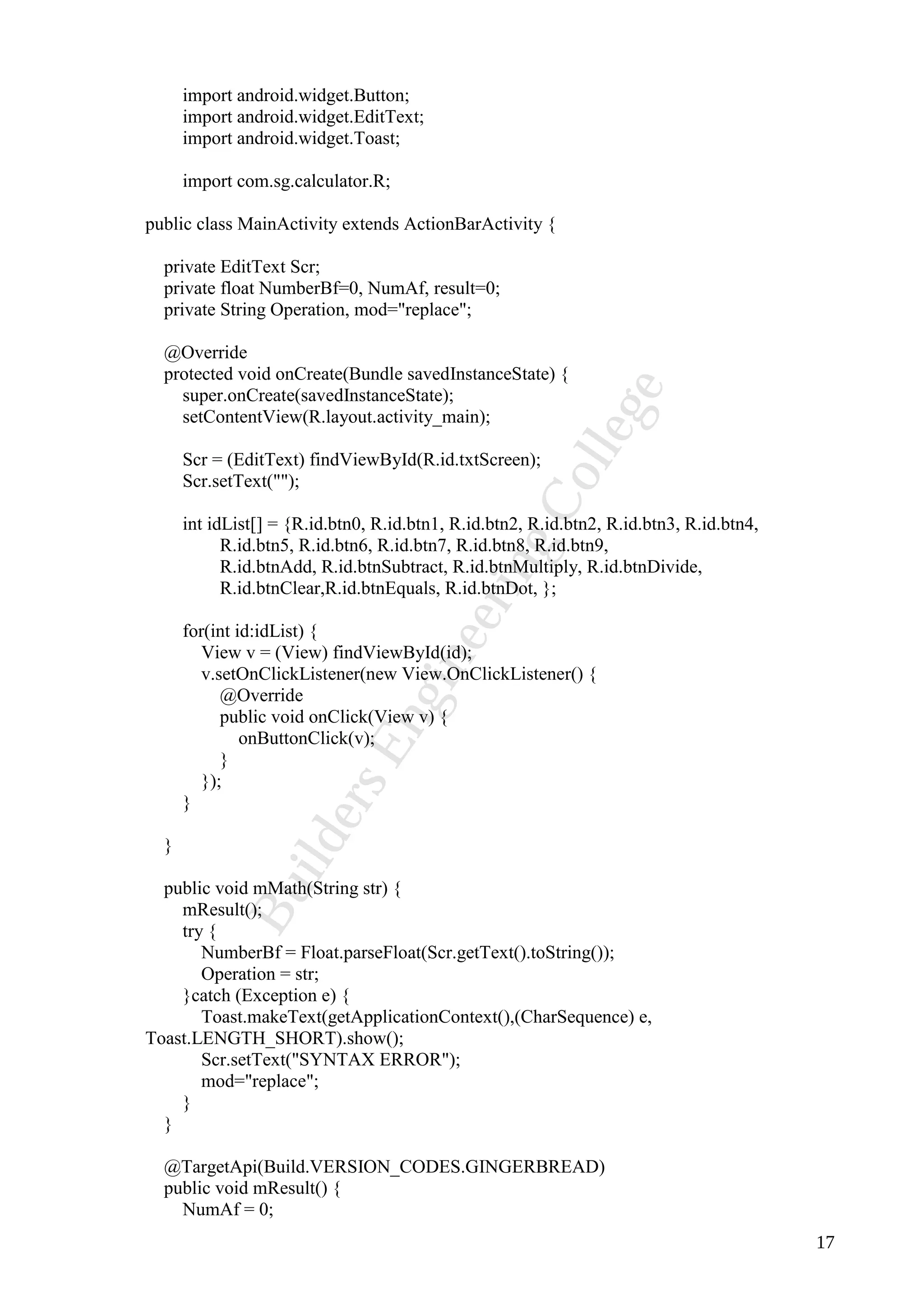 CS6611 Mobile Application Development Lab Manual-2018-19 | PDF
