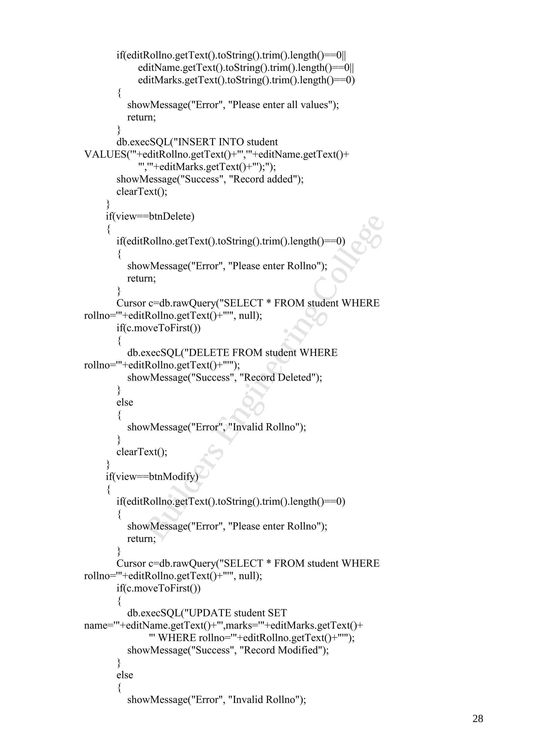 CS6611 Mobile Application Development Lab Manual-2018-19 | PDF