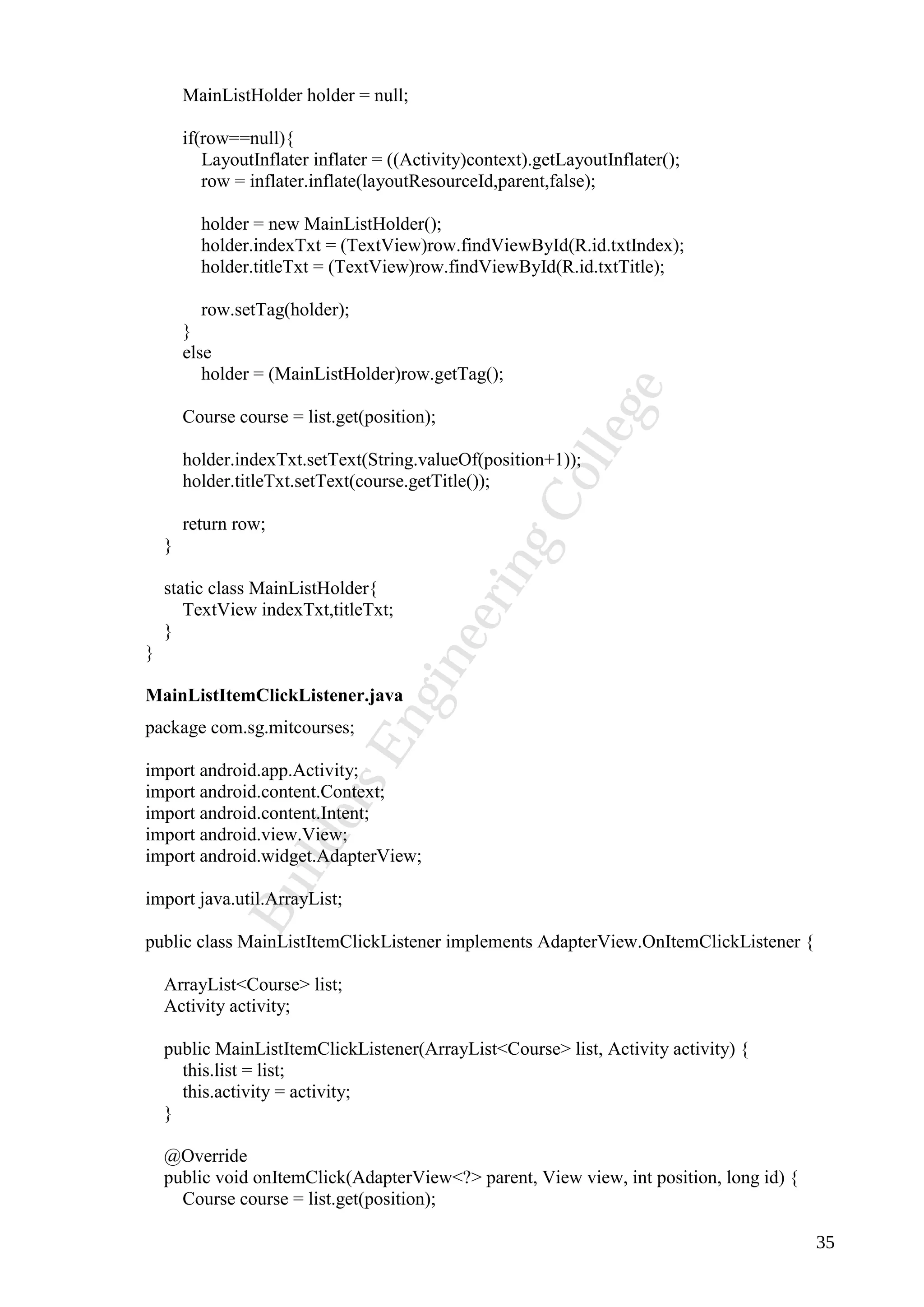 CS6611 Mobile Application Development Lab Manual-2018-19 | PDF