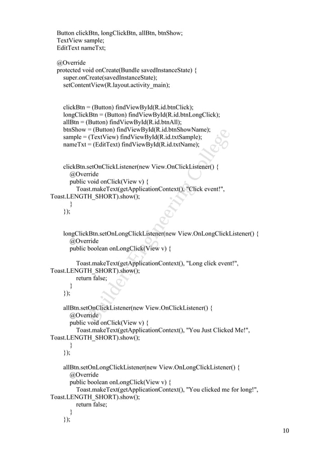 CS6611 Mobile Application Development Lab Manual-2018-19 | PDF