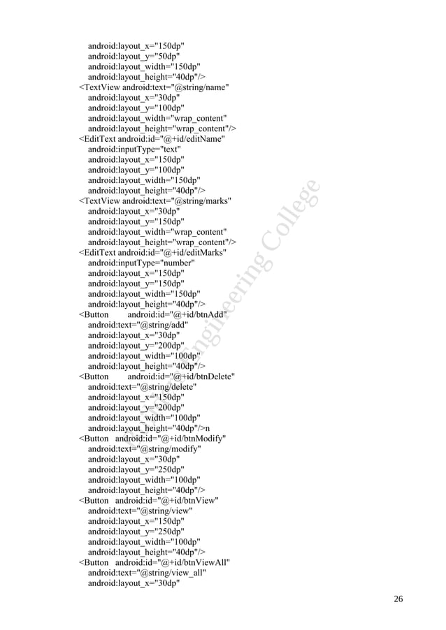 CS6611 Mobile Application Development Lab Manual-2018-19 | PDF