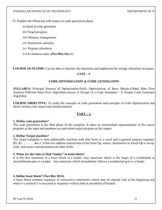 Cs6660 compiler design | PDF