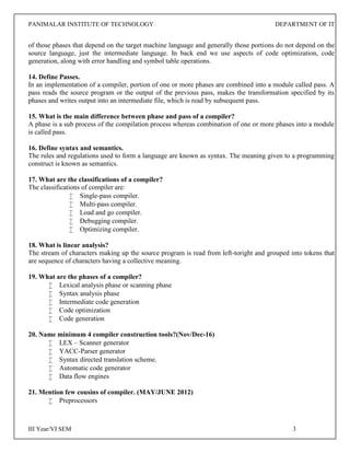 Cs6660 compiler design | PDF