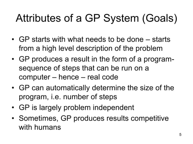 Genetic Programming historia objetivos lisp | PPT