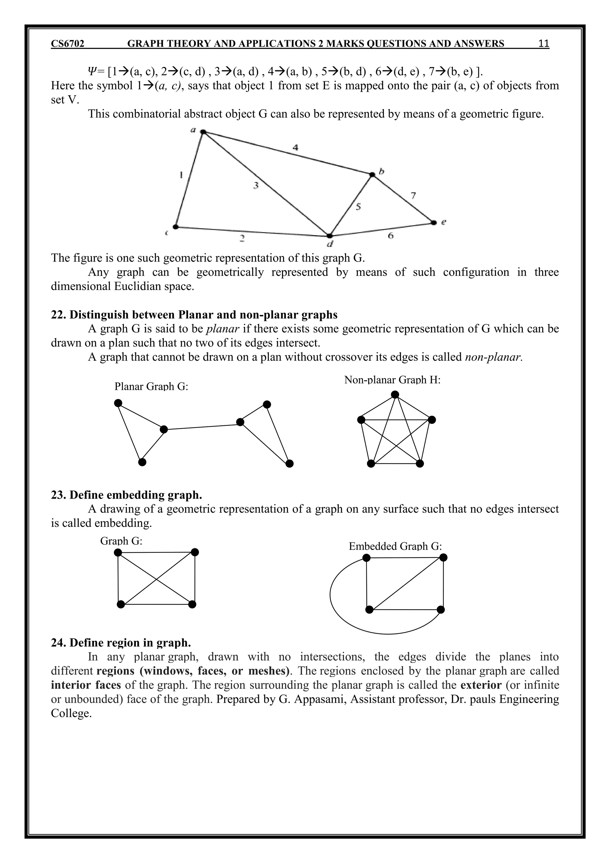 Cs6702 graph theory and applications 2 marks questions and answers | PDF