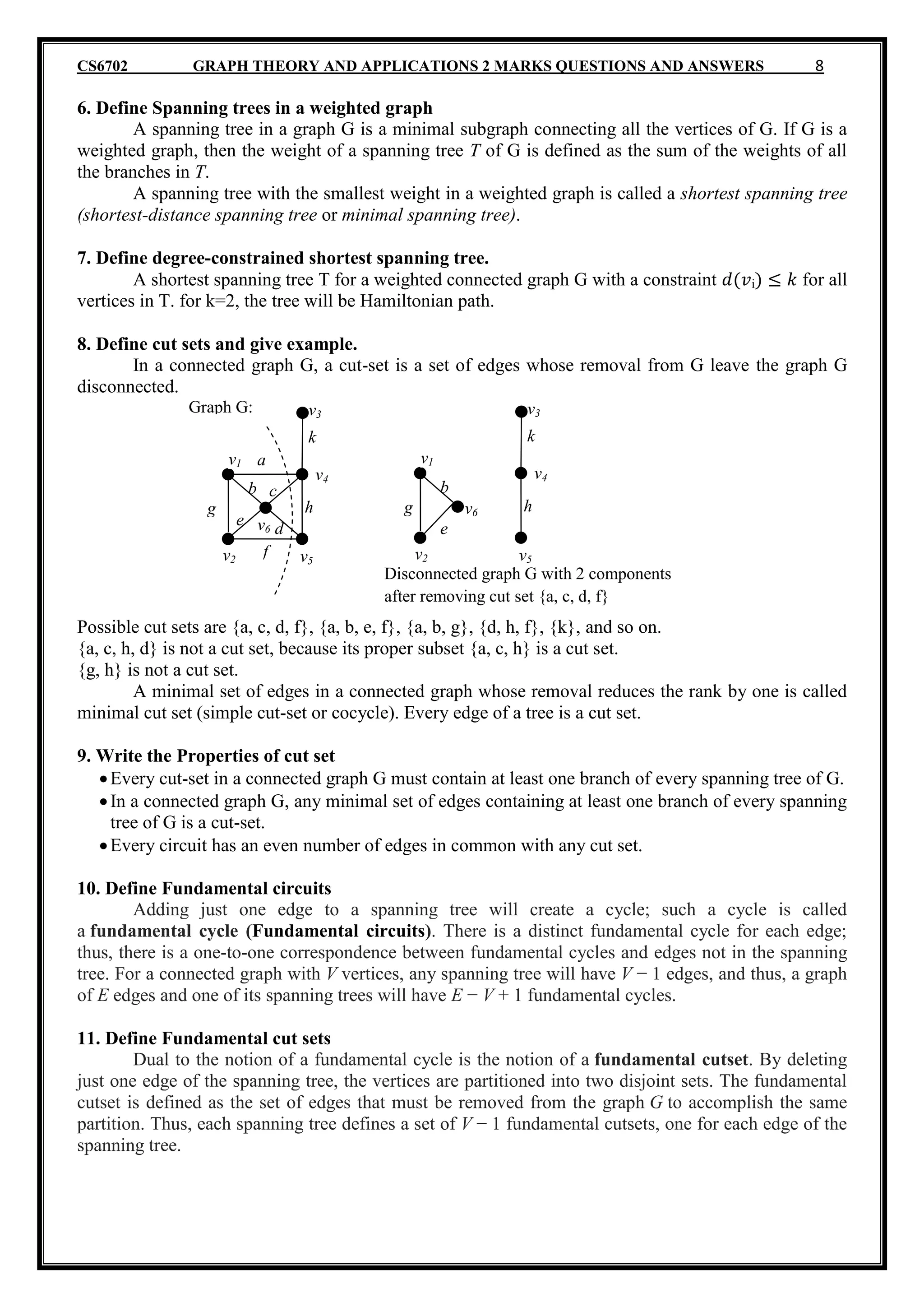 Cs6702 graph theory and applications 2 marks questions and answers | PDF