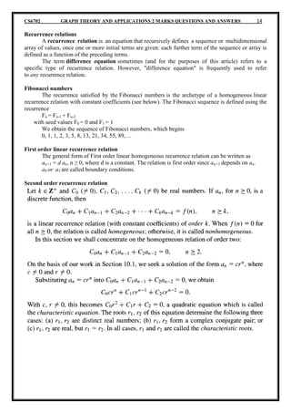 Cs6702 graph theory and applications 2 marks questions and answers | PDF