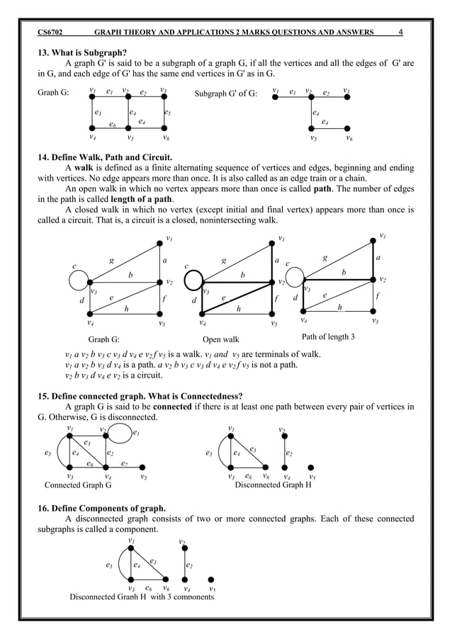 Cs6702 graph theory and applications 2 marks questions and answers | PDF | 3-D Graphics ...