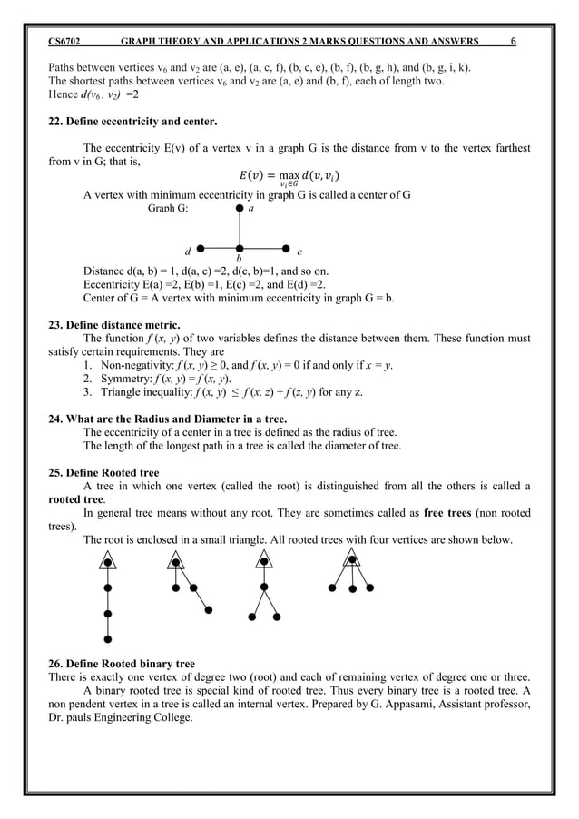Cs6702 graph theory and applications 2 marks questions and answers | PDF | 3-D Graphics ...