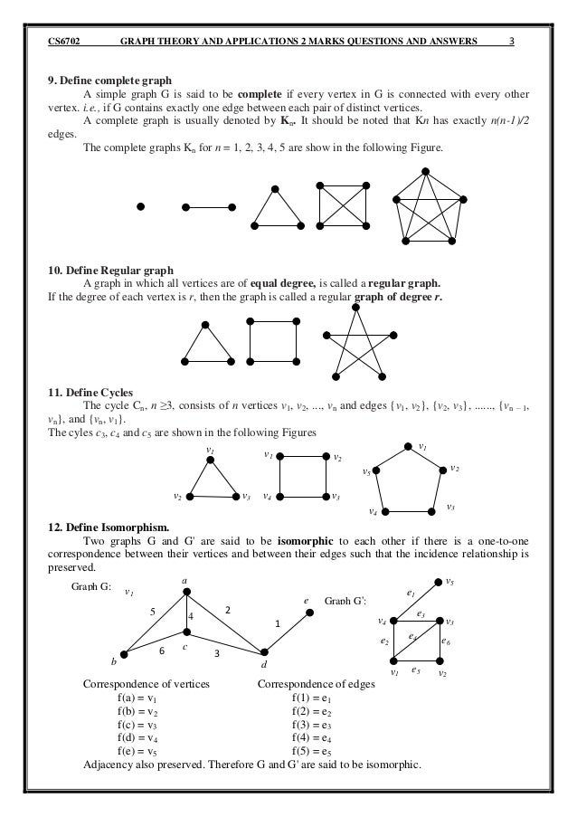Cs6702 Graph Theory And Applications 2 Marks Questions And Answers
