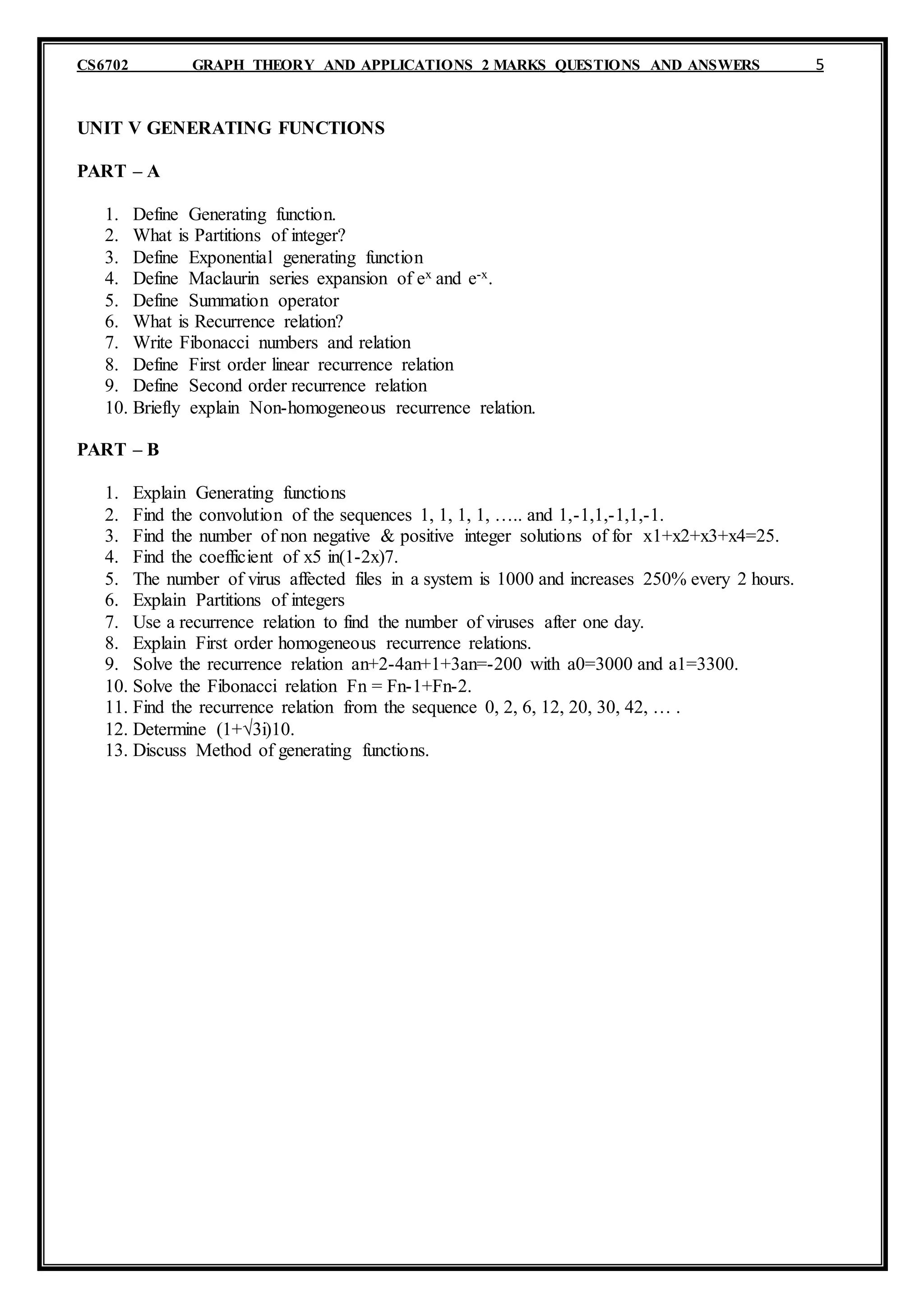 Cs6702 graph theory and applications question bank | DOCX