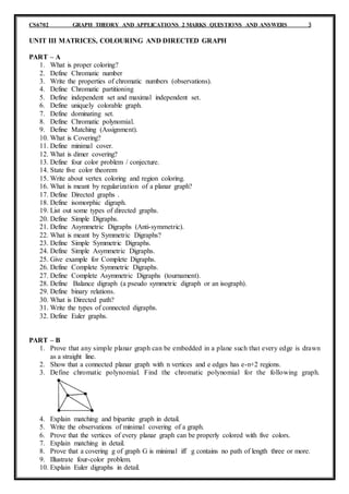 Cs6702 graph theory and applications question bank | PDF