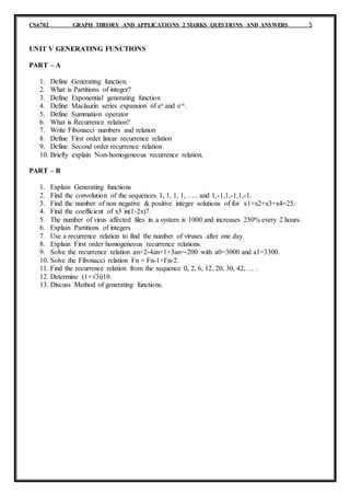 Cs6702 graph theory and applications question bank | PDF