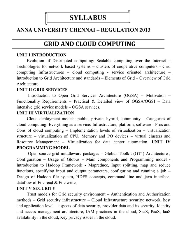 Cs6703 grid and cloud computing Study material | PDF