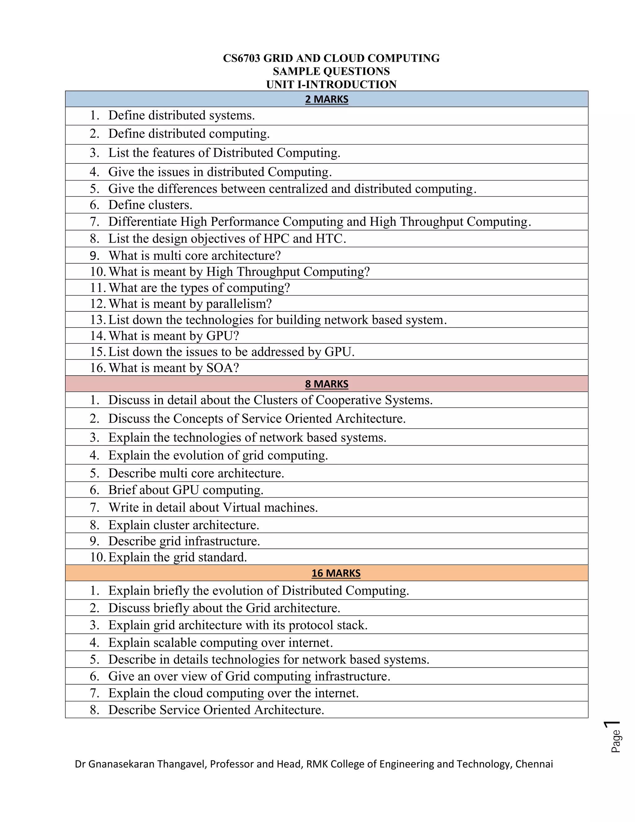 Cs6703 grid and cloud computing unit1 questions | PDF | Computing | Technology & Computing