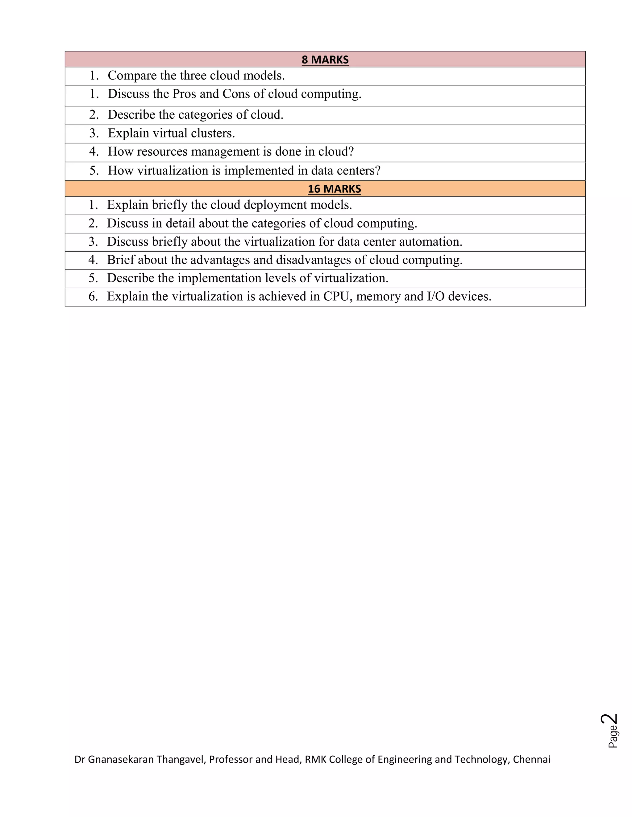 Cs6703 grid and cloud computing unit 3 questions | PDF