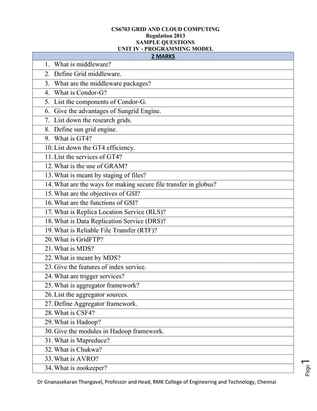 Cs6703 grid and cloud computing unit 4 questions | PDF