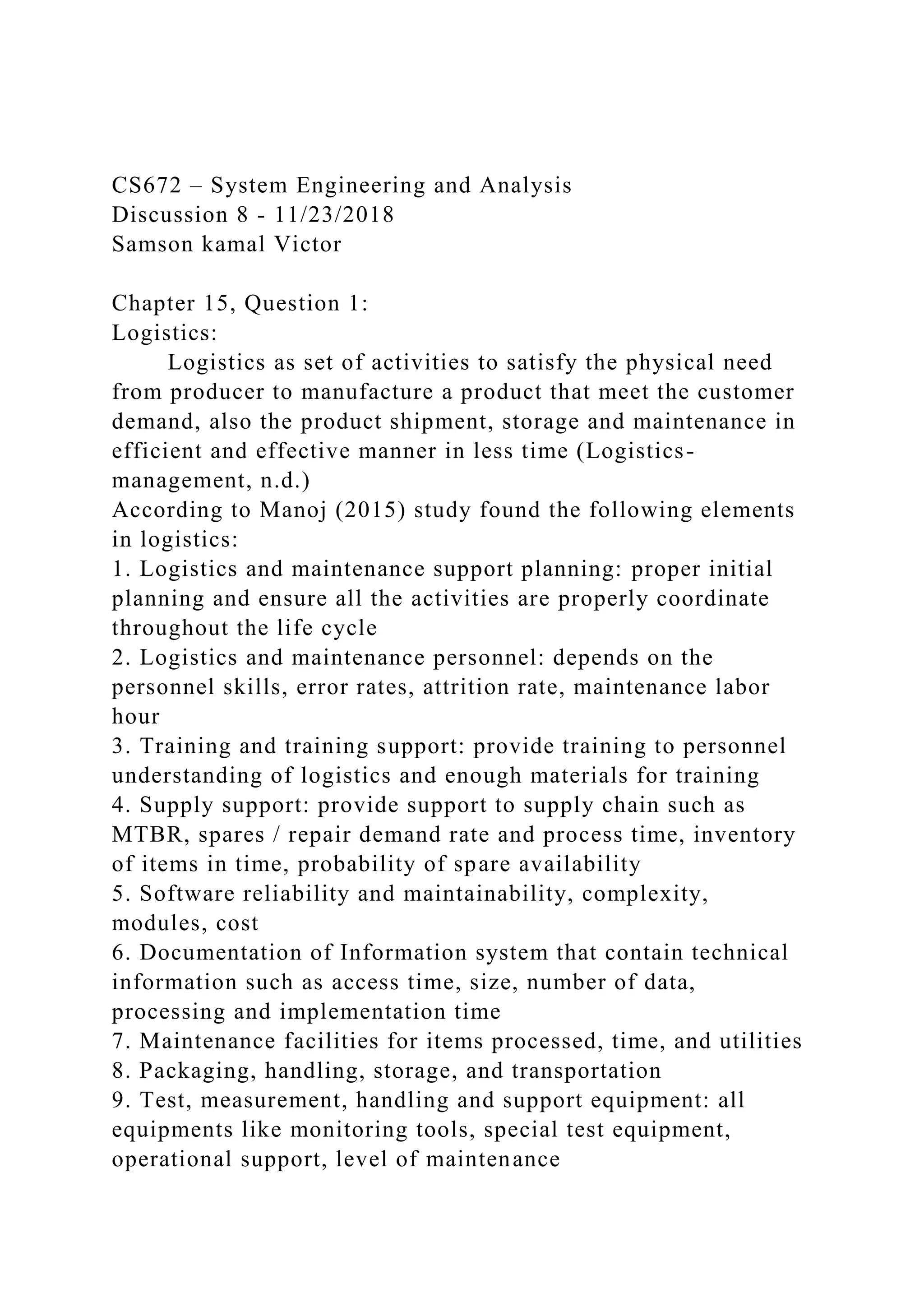 CS672 – System Engineering and Analysis Discussion 8 - 1123201.docx