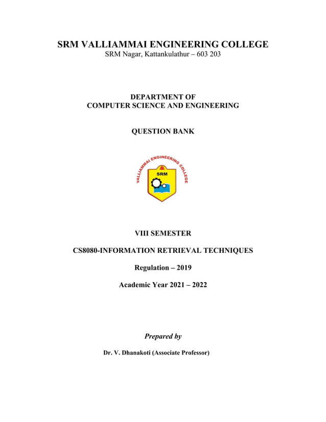 Cs8080 Information Retrieval Techniques Pdf