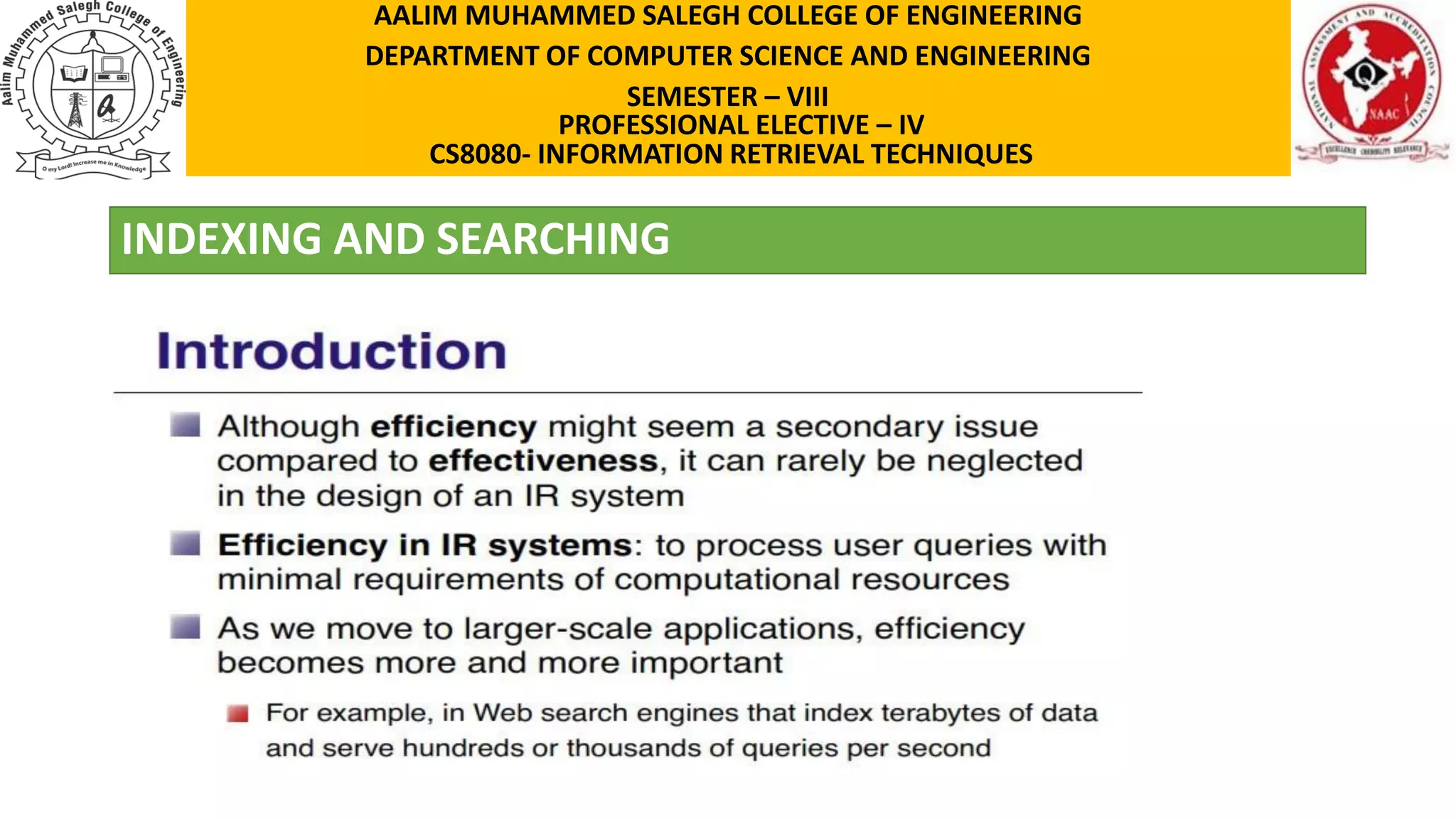 CS8080_IRT_UNIT - III T12 INDEXING AND SEARCHING.pdf | Computing | Technology & Computing