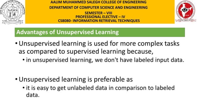 CS8080_IRT_UNIT - III T2 UNSUPERVISED ALGORITHMS -CLUSTERING.pdf | Web Development | Internet