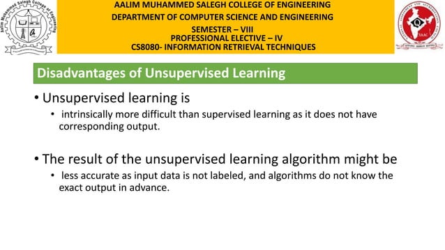 CS8080_IRT_UNIT - III T2 UNSUPERVISED ALGORITHMS -CLUSTERING.pdf | Web Development | Internet