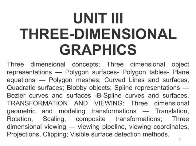Cs8092 computer graphics and multimedia unit 3 | PPTX