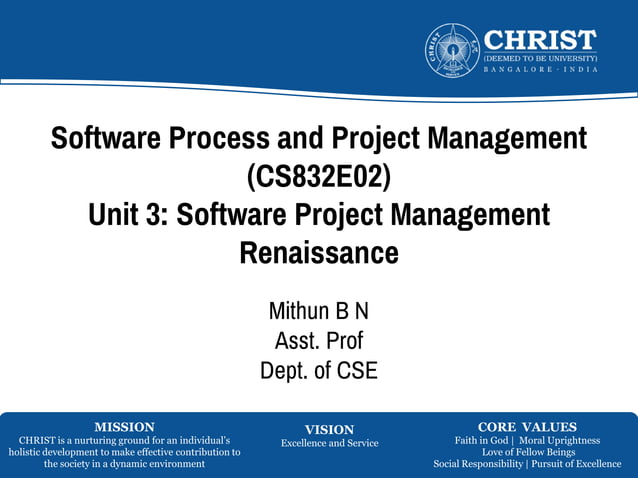 Software Process and Project Management - CS832E02 unit 3 | PPT