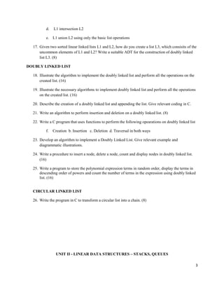 CS8391 Data Structures Part B Questions Anna University | DOC