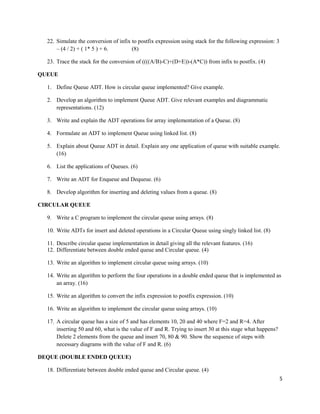 CS8391 Data Structures Part B Questions Anna University | DOC