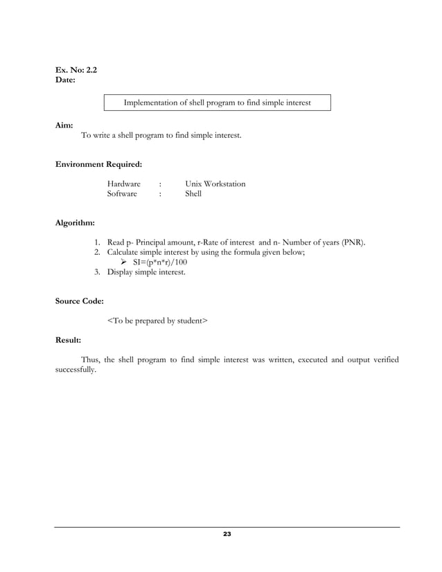 CS8461 Operating System Lab Manual S.Selvi | PDF