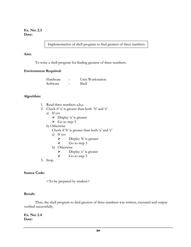 CS8461 Operating System Lab Manual S.Selvi | PDF