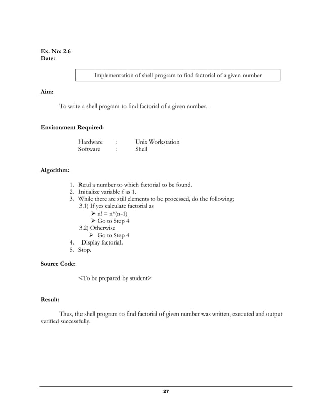 CS8461 Operating System Lab Manual S.Selvi | PDF