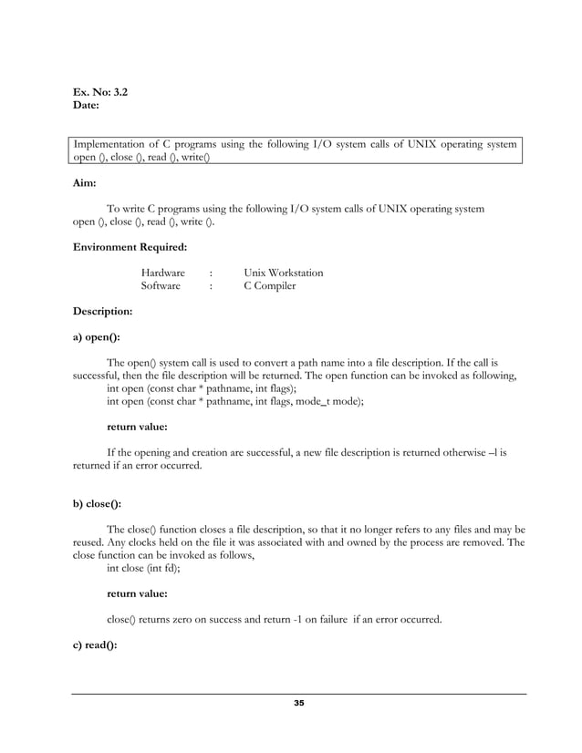CS8461 Operating System Lab Manual S.Selvi | PDF
