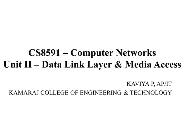 CS8591 Computer Networks - Unit II | PDF