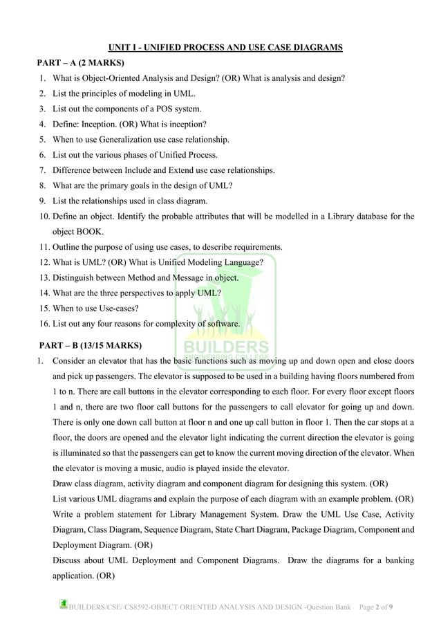 CS8592-OOAD Question Bank | PDF | Computing | Technology & Computing