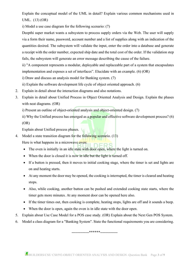 CS8592-OOAD Question Bank | PDF | Computing | Technology & Computing