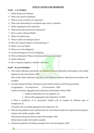 CS8592-OOAD Question Bank | PDF