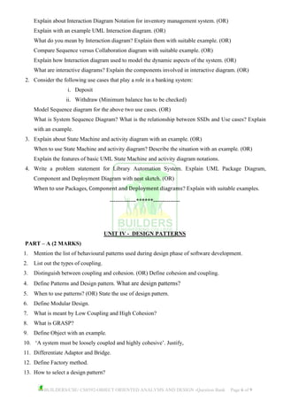 CS8592-OOAD Question Bank | PDF