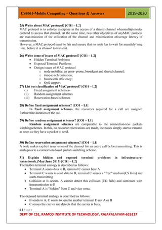 CS8601 mobile computing Two marks Questions and Answer | PDF | Computer Networking | Computing