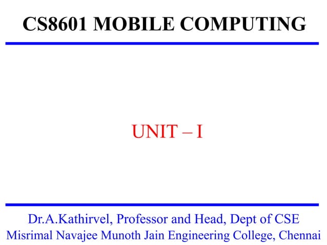 CS8601 MOBILE COMPUTING | PDF