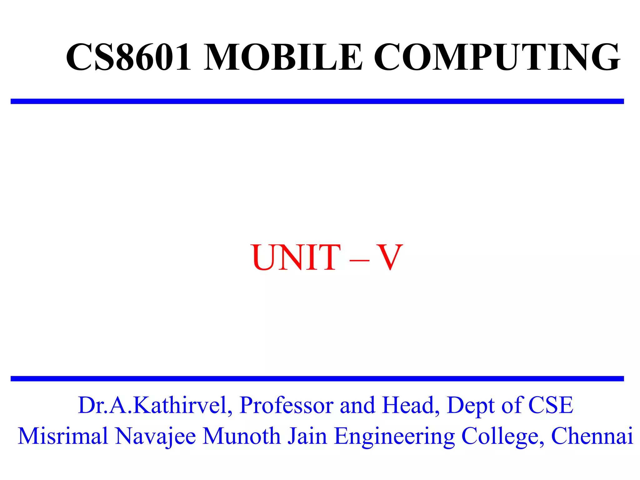 Cs8601 Mobile Computing Pdf Operating Systems Computer Software And Applications
