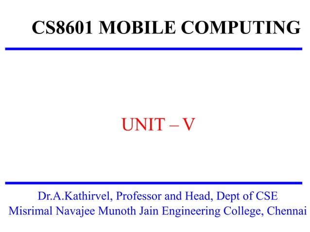 CS8601 MOBILE COMPUTING | PDF | Operating Systems | Computer Software and Applications