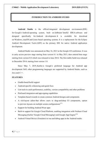CS8662 Mobile Application Development Lab Manual | PDF