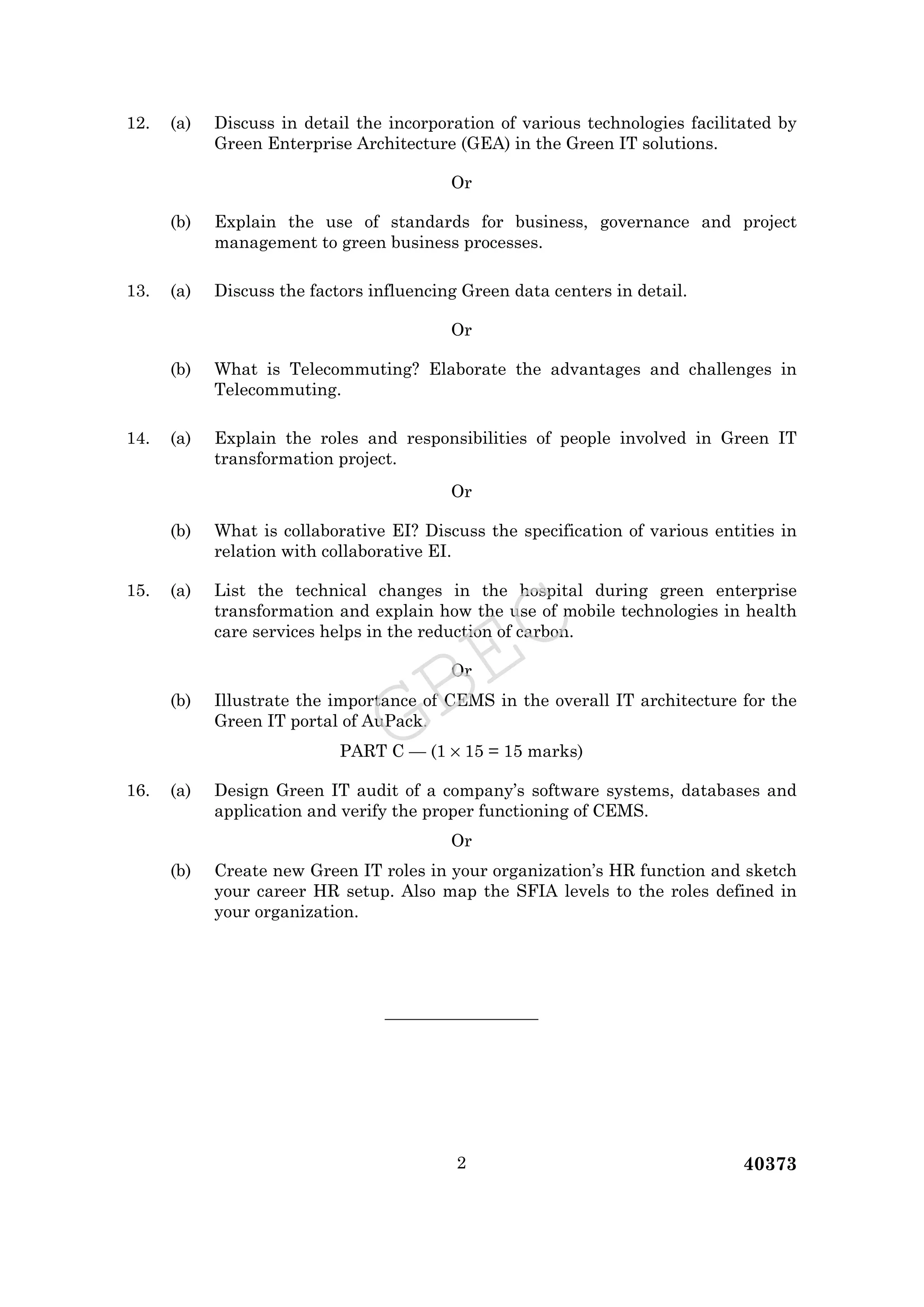 CS878 Green Computing Anna University Question Paper | PDF