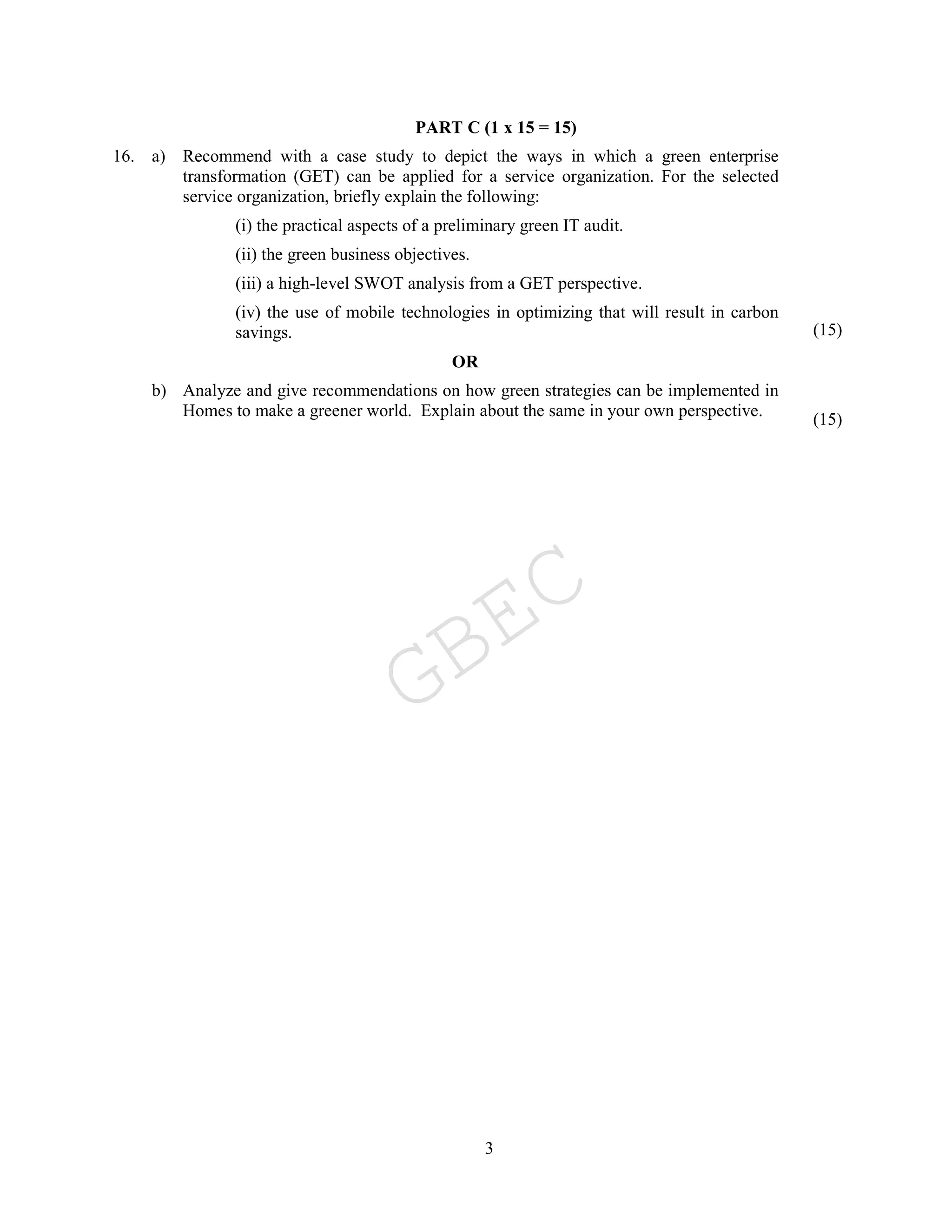 CS878 Green Computing Anna University Question Paper | PDF