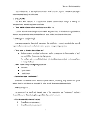 CS8078-Green Computing Question Bank | PDF