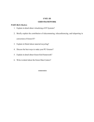 CS8078-Green Computing Question Bank | PDF