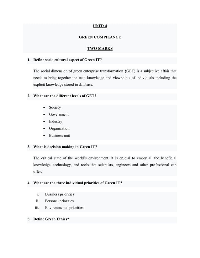 CS8078-Green Computing Question Bank | PDF