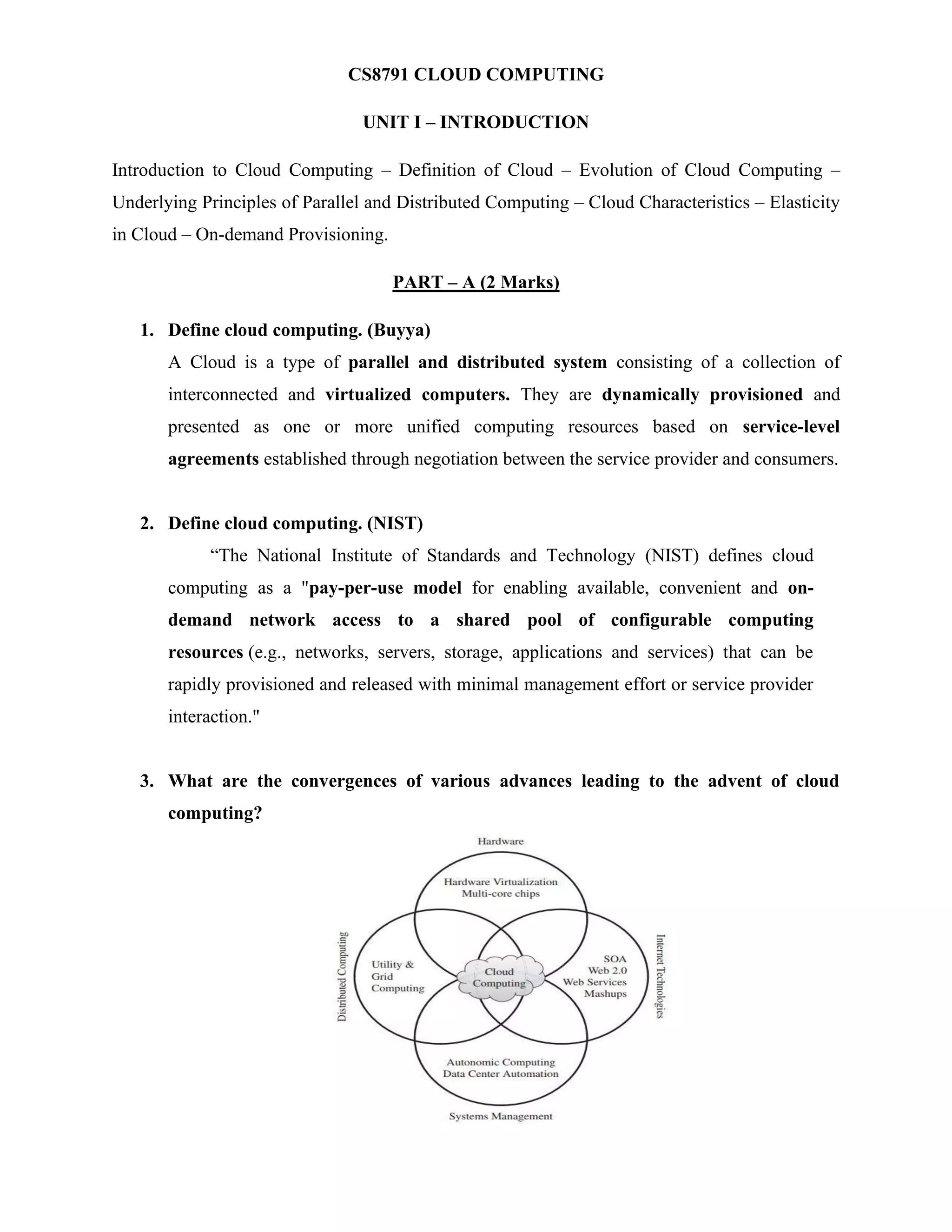 CS8791 Cloud Computing - Question Bank | PDF